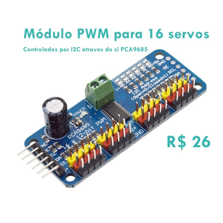 Módulo Pwm Para 16 Servos Controlados Por I2c Através Do Ci Pca9685 A